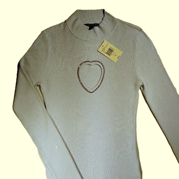 Guess | Sweaters | Guess Sweatertop Sz Med Heart Cutout Faux Gem ...